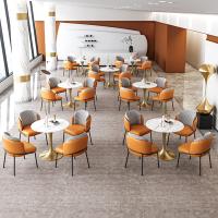 China Modern Restaurant Dining Booth Set Metal Coffee Table with PU Leather Chairs Custom Color for sale