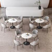 China Modern Restaurant Dining Booth Set Metal Coffee Table with PU Leather Chairs Custom Color for sale
