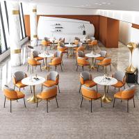 China Modern Restaurant Dining Booth Set Metal Coffee Table with PU Leather Chairs Custom Color for sale