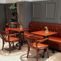 China Wholesale Vintage Cafe Table Set with PU Leather Arm Chair for Indoor Outdoor Dining for sale