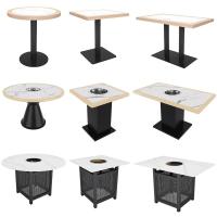 China Custom Hamburger Dining Table for Restaurants Plywood Solid Wood 4 Seats for sale