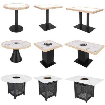 China Custom Hamburger Dining Table for Restaurants Plywood Solid Wood 4 Seats for sale