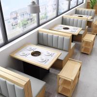 China Custom Hamburger Dining Table for Restaurants Plywood Solid Wood 4 Seats for sale