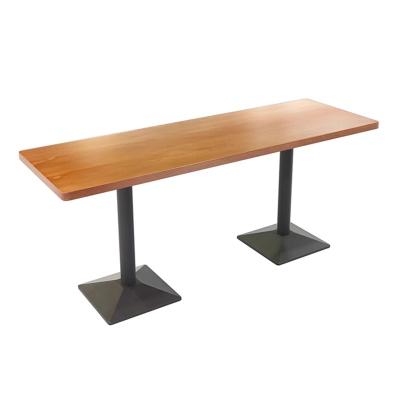 China Commercial Rectangular Walnut Wood Top Metal Base Cafe Table 120x60cm for Restaurant Use for sale