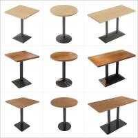 China Commercial Rectangular Walnut Wood Top Metal Base Cafe Table 120x60cm for Restaurant Use for sale