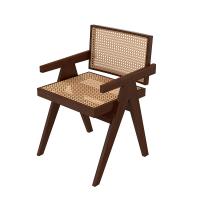 China Solid Wood Rattan Dining Table Set for Restaurant Cafe Commercial Use Custom Color for sale