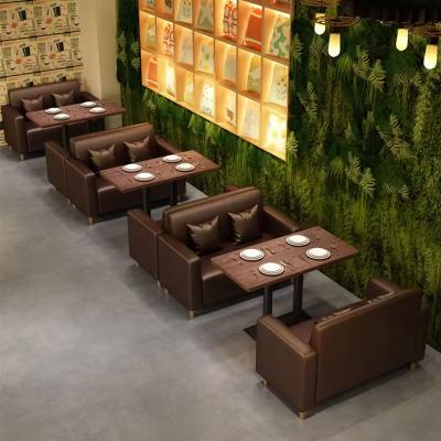 China Light Luxury Restaurant Booth Coffee Shop Bar Sofa Custom Size PU Leather Metal Frame for sale