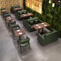 China Light Luxury Restaurant Booth Coffee Shop Bar Sofa Custom Size PU Leather Metal Frame for sale