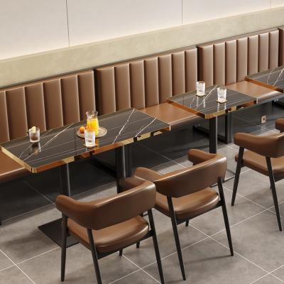 China Custom Marble Restaurant Table and Chair Set for Cafe Hotel Booth Seating 120x60cm for sale