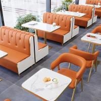 China Cafe Marble Restaurant Booth Seating Chair and Table Set Furniture 120x60cm for sale