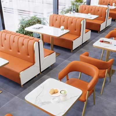 China Cafe Marble Restaurant Booth Seating Chair and Table Set Furniture 120x60cm for sale