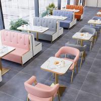 China Cafe Marble Restaurant Booth Seating Chair and Table Set Furniture 120x60cm for sale