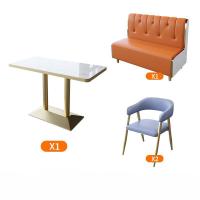 China Cafe Marble Restaurant Booth Seating Chair and Table Set Furniture 120x60cm for sale