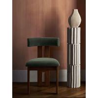 China Nordic Velvet Upholstered Dining Chair Solid Wood Frame for Restaurant Hotel Cafe 120x60xH75cm for sale