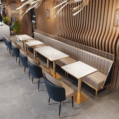 China Commercial Restaurant Table and Chair Set Marble Top 120x60cm Booth Seating for Coffee Shop for sale