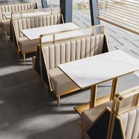 China Commercial Restaurant Table and Chair Set Marble Top 120x60cm Booth Seating for Coffee Shop for sale