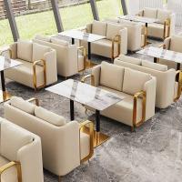China Custom Restaurant Booth Seating Sofa Set with 120x60cm Table and Fabric Chairs for sale