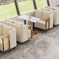 China Custom Restaurant Booth Seating Sofa Set with 120x60cm Table and Fabric Chairs for sale