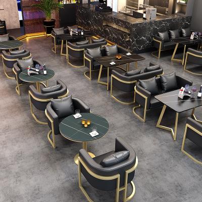 China Modern Commercial Dining Furniture Set Gold Frame Table and Chair for Cafe Hotel Restaurant 120x60cm for sale