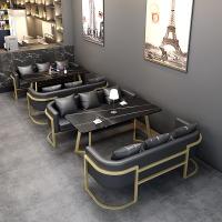 China Modern Commercial Dining Furniture Set Gold Frame Table and Chair for Cafe Hotel Restaurant 120x60cm for sale