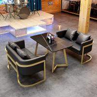 China Modern Commercial Dining Furniture Set Gold Frame Table and Chair for Cafe Hotel Restaurant 120x60cm for sale