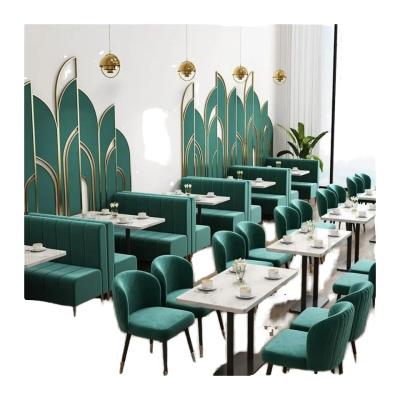 China Custom Modern Cafe Bench Seating Fast Food Restaurant Table and Chairs Coffee Shop Sofa PU Leather Metal for sale