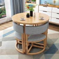 China Nordic Style Round Solid Wood Dining Table Set 4 Seats 60x60xH75cm for Home Restaurant for sale