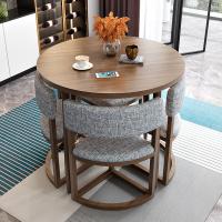China Nordic Style Round Solid Wood Dining Table Set 4 Seats 60x60xH75cm for Home Restaurant for sale