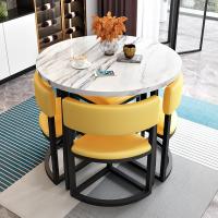 China Nordic Style Round Solid Wood Dining Table Set 4 Seats 60x60xH75cm for Home Restaurant for sale