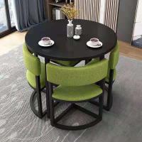 China Nordic Style Round Solid Wood Dining Table Set 4 Seats 60x60xH75cm for Home Restaurant for sale