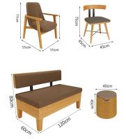 China Commercial Restaurant Booth Seating Set with Upholstered Sofa and Round Wooden Tables for Cafe for sale