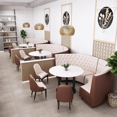 China Custom Luxury Restaurant Booth Seating Commercial Cafe Sofa Booth with Dining Table and Chairs 120x60cm for sale