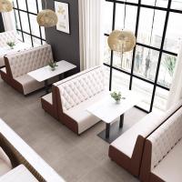 China Custom Luxury Restaurant Booth Seating Commercial Cafe Sofa Booth with Dining Table and Chairs 120x60cm for sale