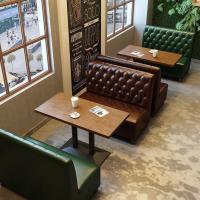 China Commercial Restaurant Booth Seating Set American Leather Sofa with Wood Dining Tables and Chairs 120x60cm for sale