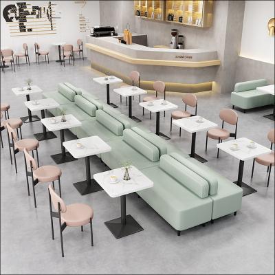 China Nordic Style PU Leather Metal Frame Restaurant Dining Table and Chair Set Custom for sale