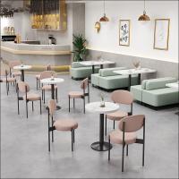 China Nordic Style PU Leather Metal Frame Restaurant Dining Table and Chair Set Custom for sale