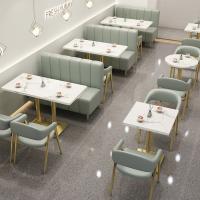 China Restaurant Booth Sofa Set with Marble Table and Gold Metal Chairs 120x60cm for sale