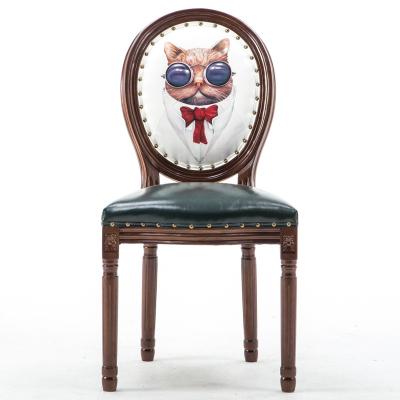 China European Vintage Upholstered Solid Wood Dining Chair for Cafe Restaurant Hotel Factory Wholesale 60x60xH75cm for sale