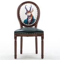 China European Vintage Upholstered Solid Wood Dining Chair for Cafe Restaurant Hotel Factory Wholesale 60x60xH75cm for sale