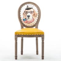 China European Vintage Upholstered Solid Wood Dining Chair for Cafe Restaurant Hotel Factory Wholesale 60x60xH75cm for sale