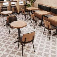 China Commercial Restaurant Table and Chair Set Wooden Cafe Furniture Metal Frame Dining Seating 120x60xH75cm for sale