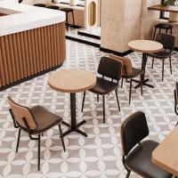 China Commercial Restaurant Table and Chair Set Wooden Cafe Furniture Metal Frame Dining Seating 120x60xH75cm for sale
