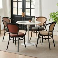 China Commercial Rattan Restaurant Chair Upholstered Seat for Cafe Hotel Dining Room 60x60xH75cm for sale