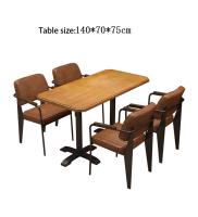 China Commercial Restaurant Dining Table Set with PU Leather Armchairs Square Wood Table 60x60xH75cm for sale