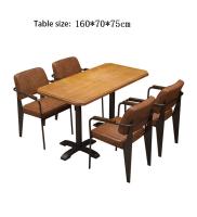China Commercial Restaurant Dining Table Set with PU Leather Armchairs Square Wood Table 60x60xH75cm for sale
