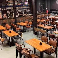 China Commercial Industrial Solid Wood Bar Set Retro Sofa Tavern Chairs for Coffee BBQ Shops for sale