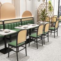 China Commercial Restaurant Booth Seating Set Green Upholstered Banquette Sofa Dining Table Chair for Cafe Bistro Hotel for sale