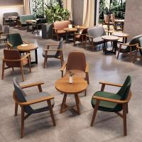 China Modern Cafe Table and Chair Set Wooden Frame Upholstered Lounge Seating 120x60xH75cm for Coffee Shop Restaurant Bistro Library for sale