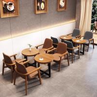 China Modern Cafe Table and Chair Set Wooden Frame Upholstered Lounge Seating 120x60xH75cm for Coffee Shop Restaurant Bistro Library for sale