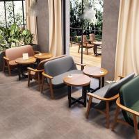 China Modern Cafe Table and Chair Set Wooden Frame Upholstered Lounge Seating 120x60xH75cm for Coffee Shop Restaurant Bistro Library for sale